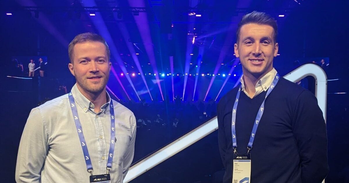 Iwan and Bryn share CAD knowledge in Las Vegas | Grŵp Llandrillo Menai