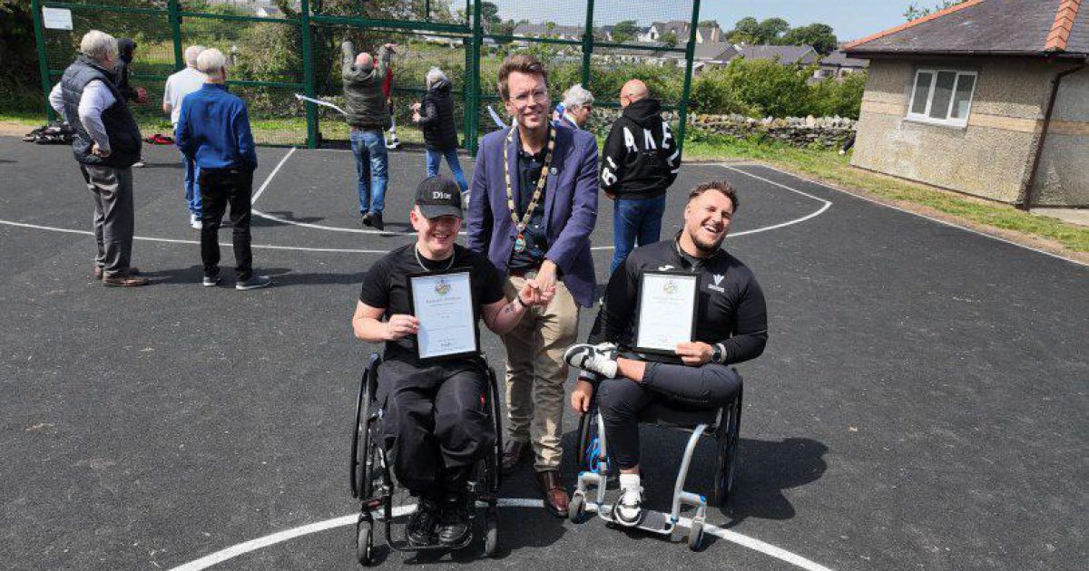 Kieran and Ryan open new community basketball… | Grŵp Llandrillo Menai